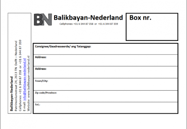 Packinglist – Balikbayan Box Nederland